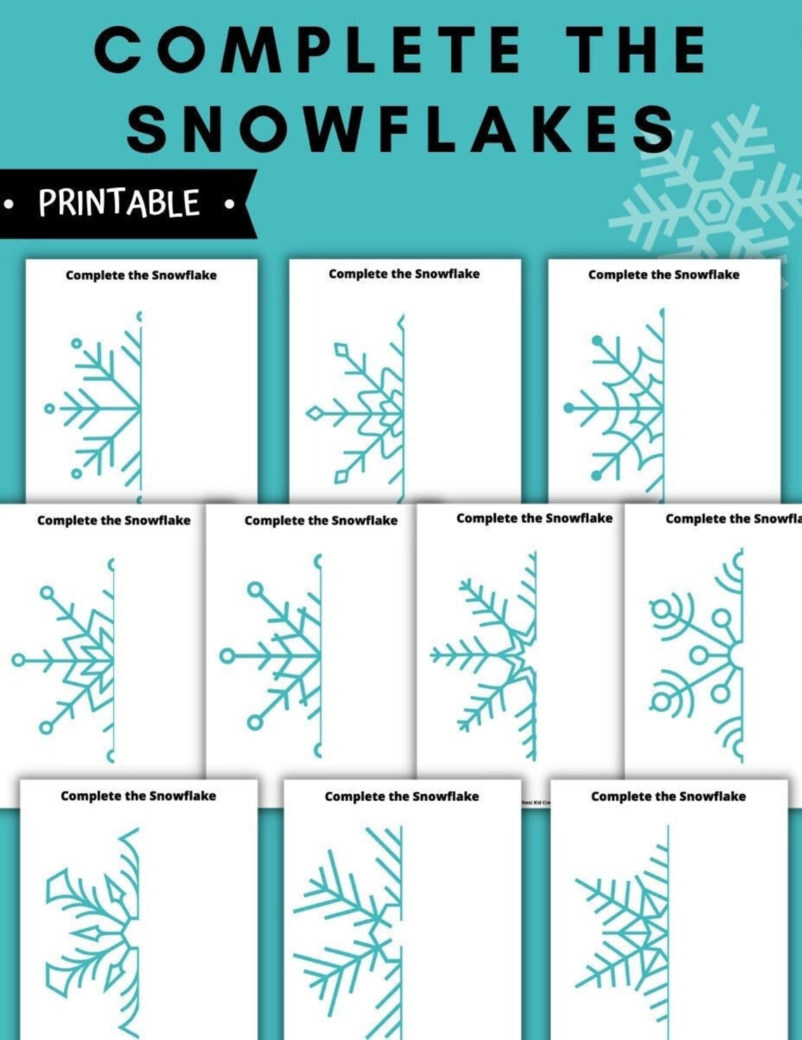Snowflake Symmetry Activity: Winter Drawing, Painting (PDF Download ...
