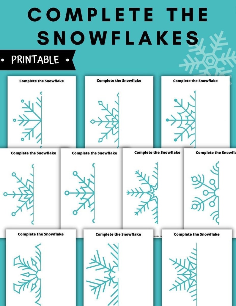 Complete the Snowflakes Activity, Drawing, Symmetry, Winter Activity ...