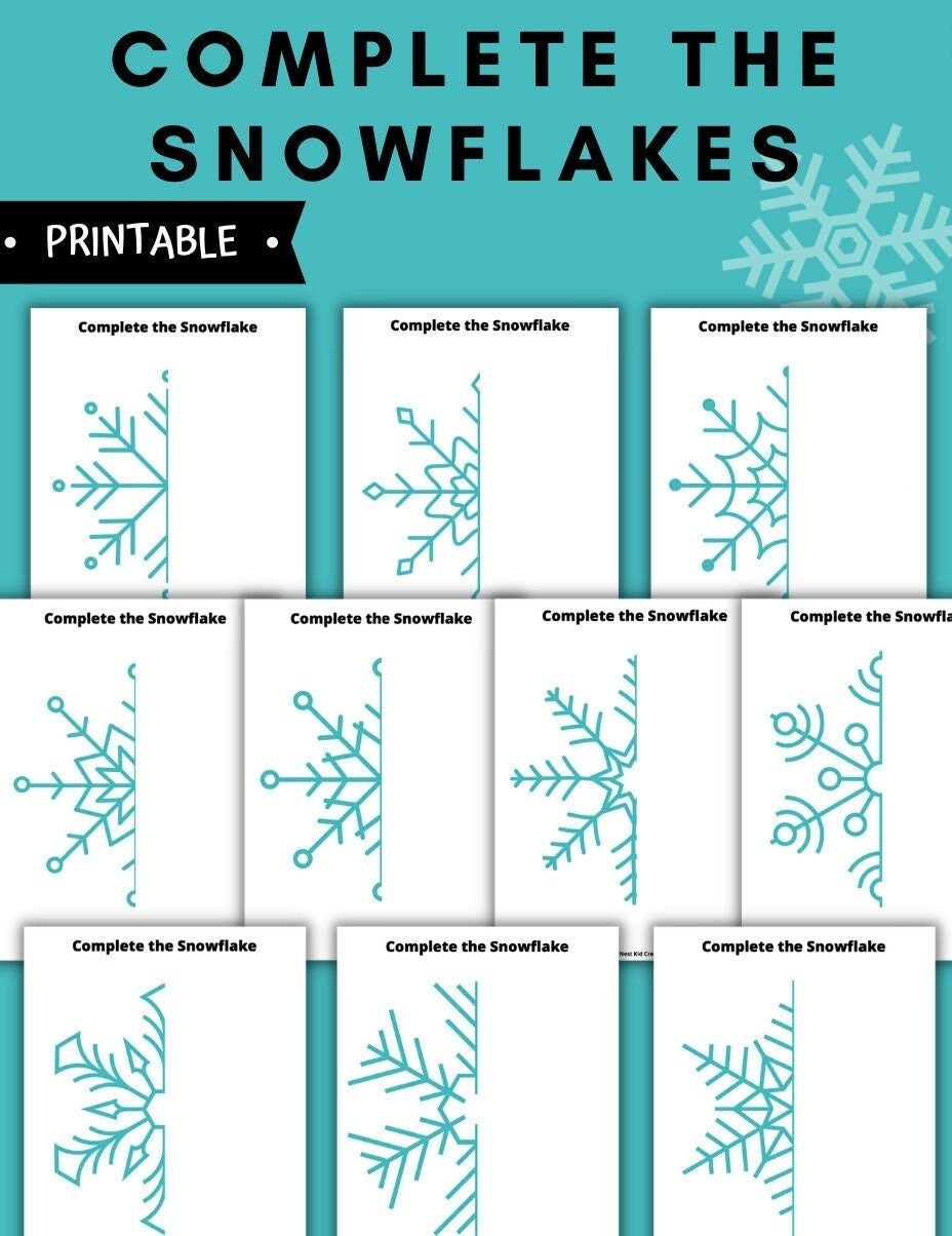 Complete the Snowflakes Activity, Drawing, Symmetry, Winter Activity ...