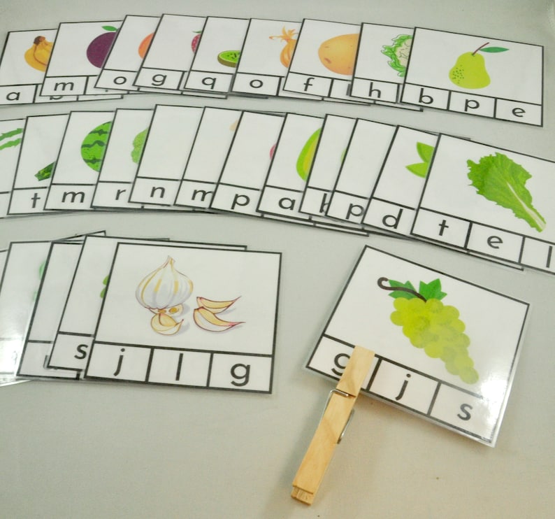 Fruits and Vegetables Printable Bundle Sorting Phonics - Etsy
