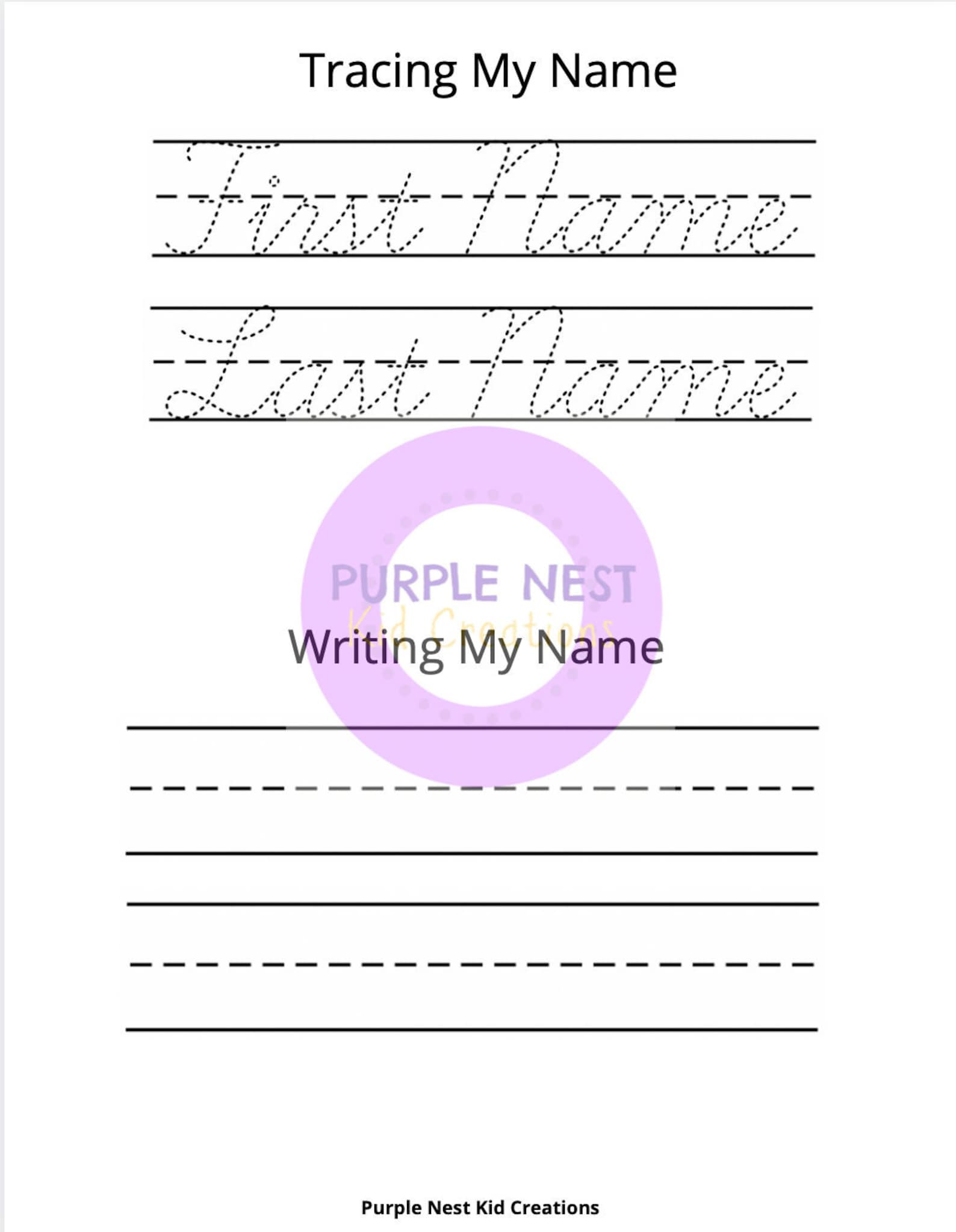 Tracing and Writing My Name in Cursive Worksheet Educational - Etsy