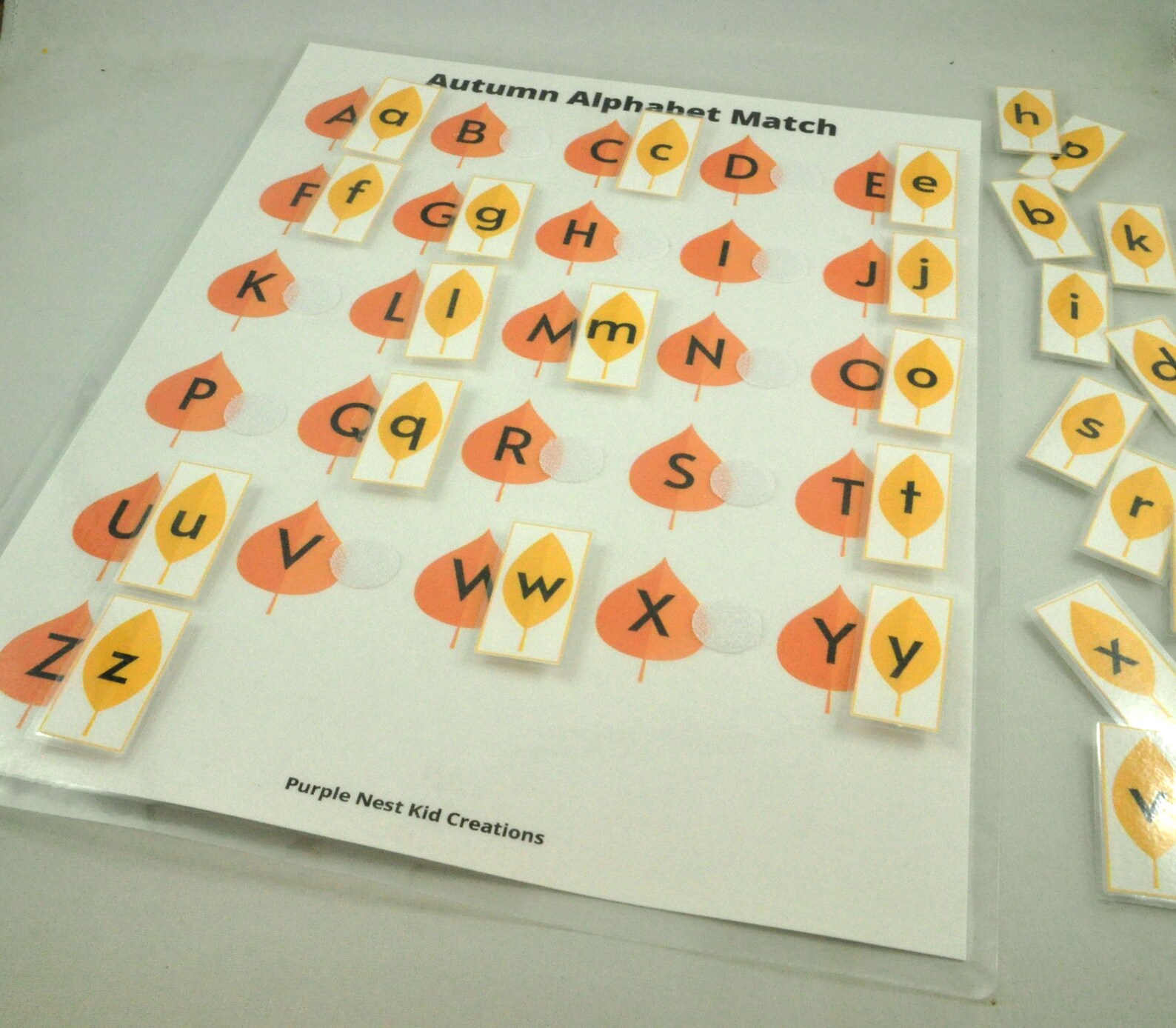 Autumn Alphabet Match Worksheet, Fall Alphabet Matching Game, Letters ...