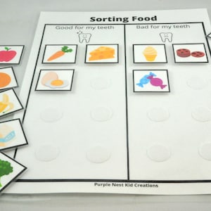 Sorting Food Printable Activity, Healthy Teeth, Community Helpers ...