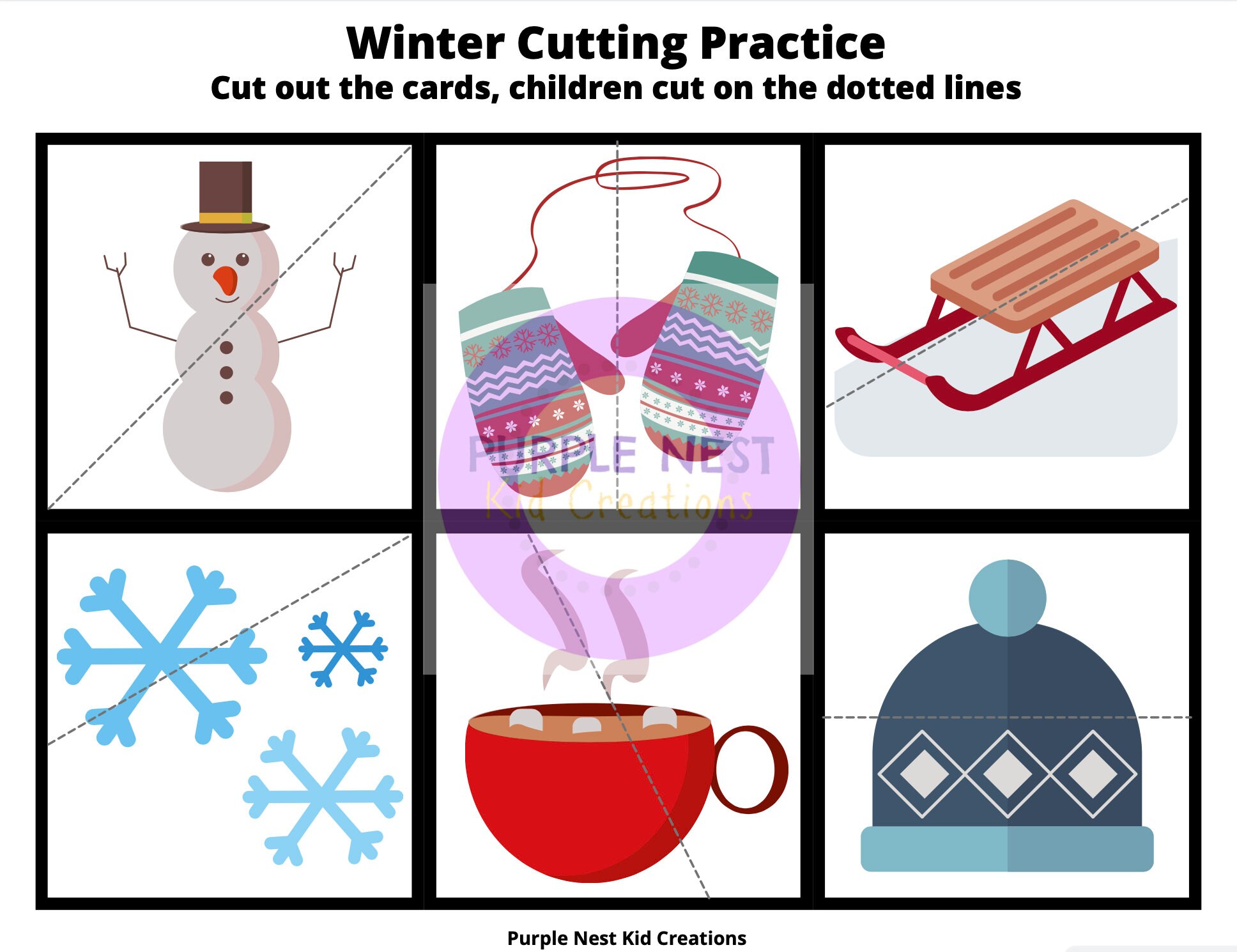 Winter Cutting Practice Worksheets Scissor Practice Scissor - Etsy