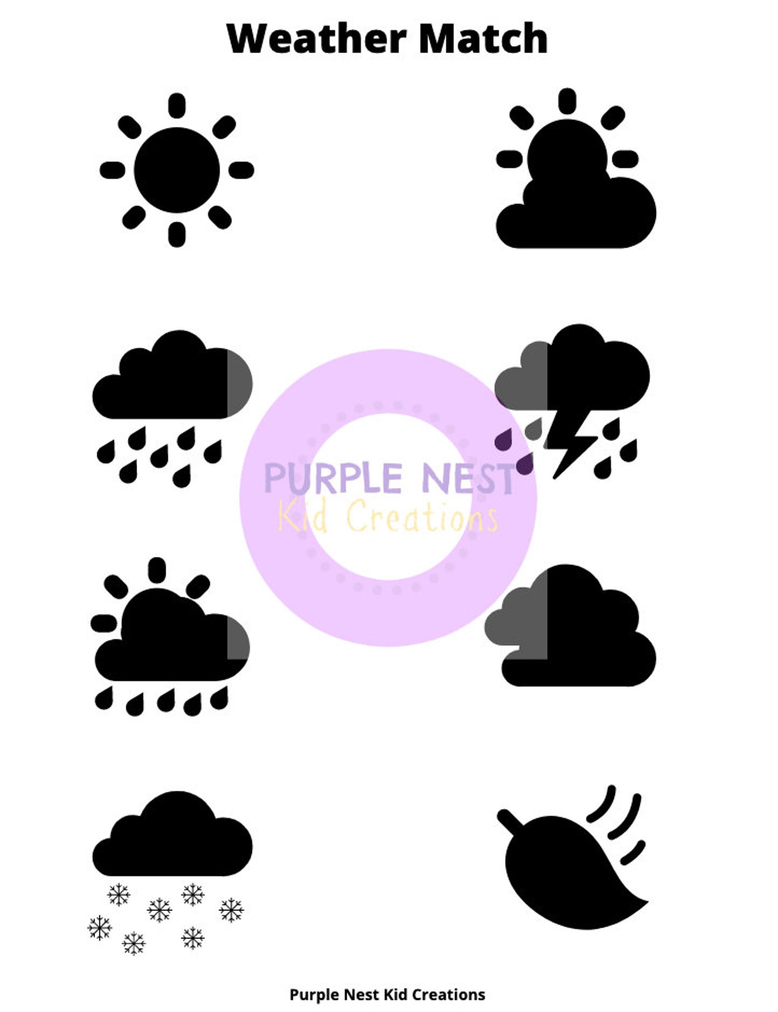 Weather Match Worksheet Weather Matching Game Educational - Etsy