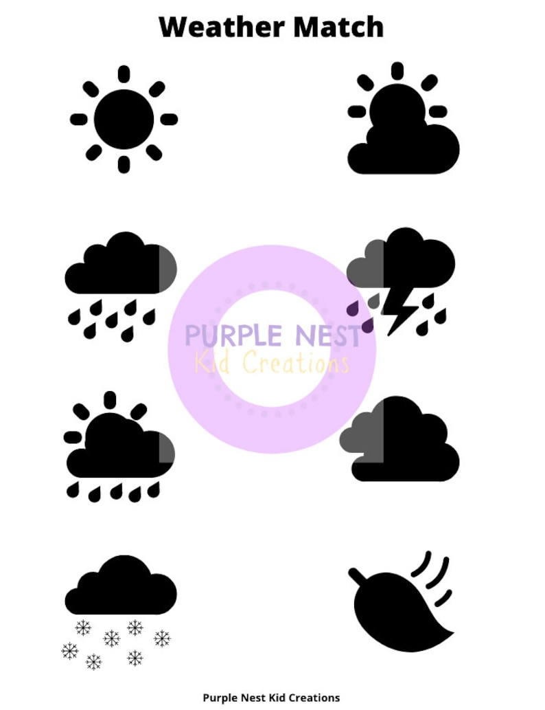 Weather Match Worksheet Weather Matching Game Educational | Etsy
