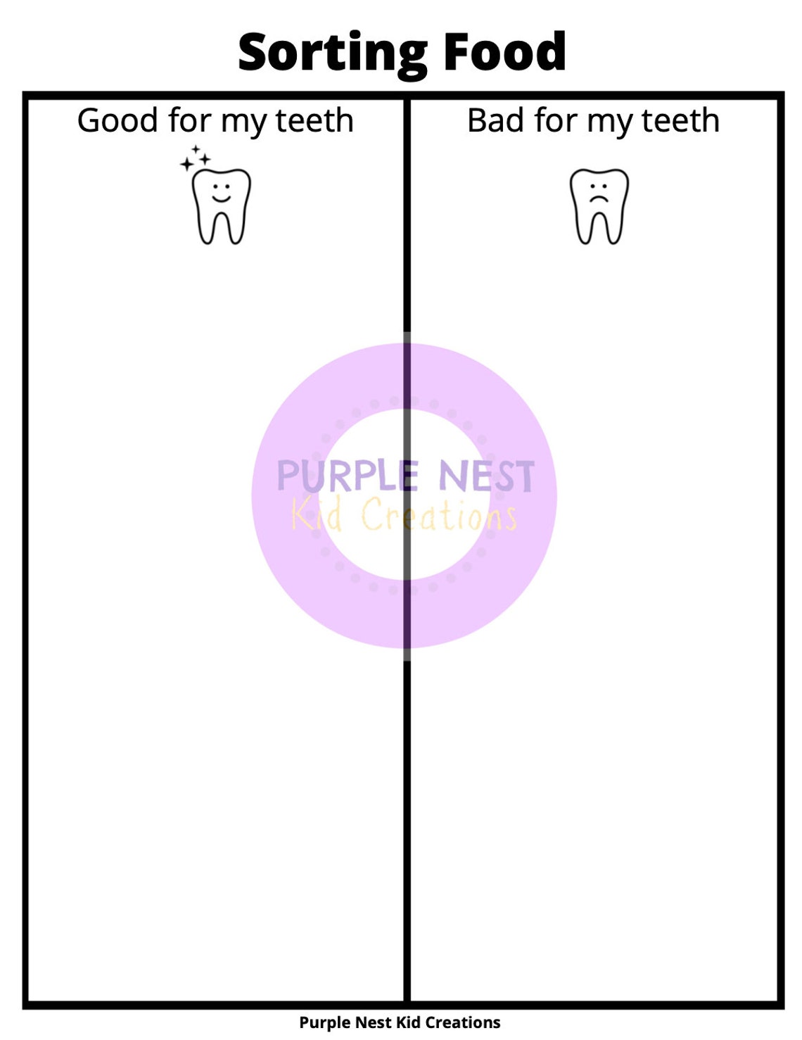 Sorting Food Printable Activity Healthy Teeth Community - Etsy Canada