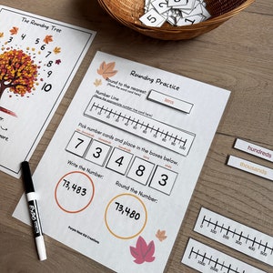 Rounding Practice, Math Worksheet, Math Poster, Rounding Numbers, Math Activity, Educational ...