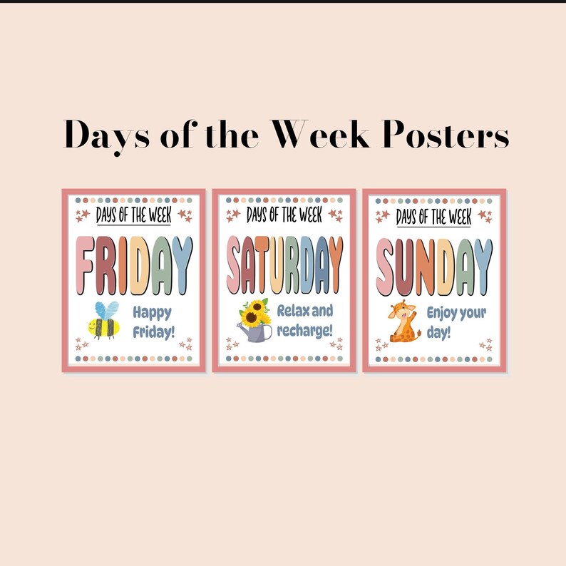 Days of the Week Teacher Printables Educational Poster Set for ...