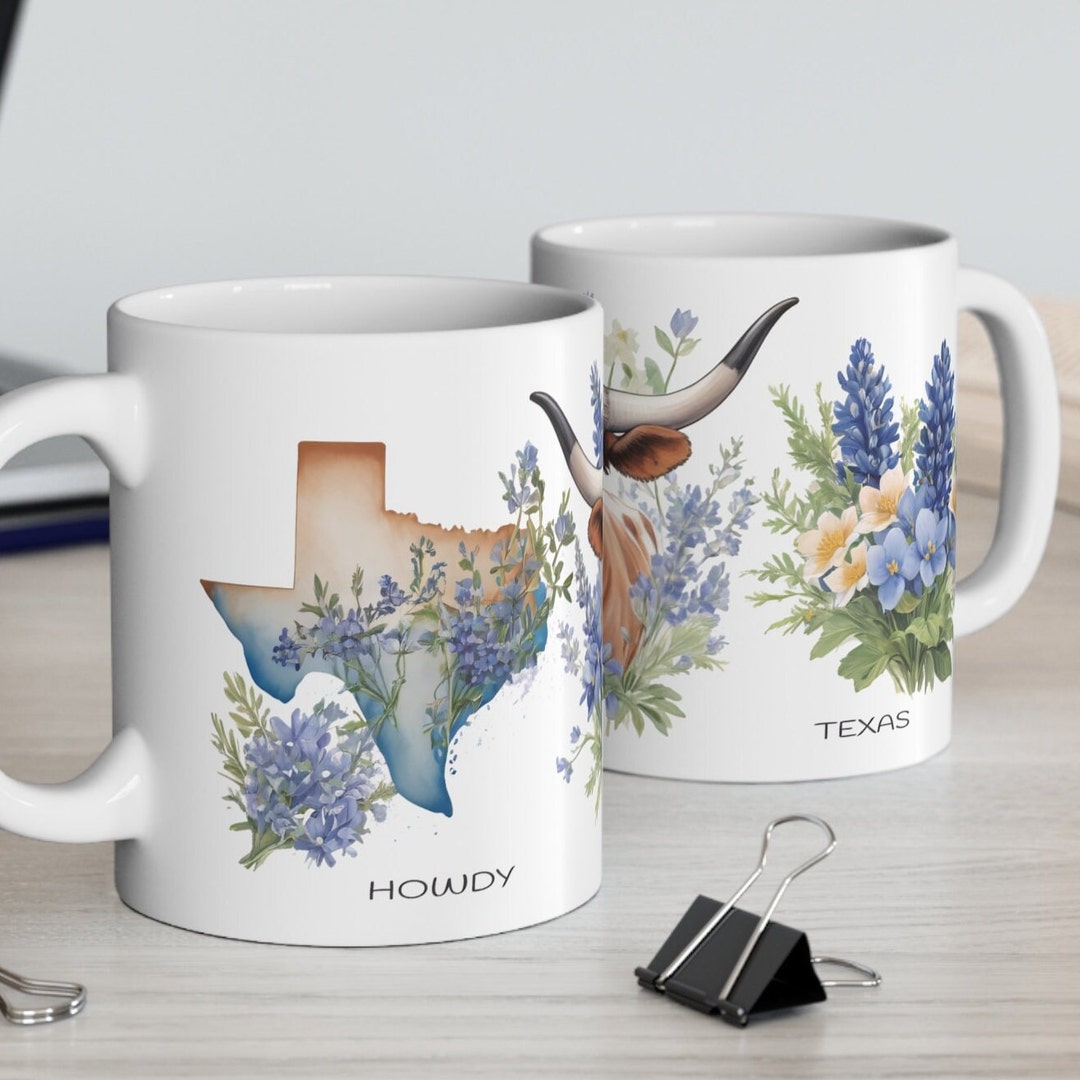 Howdy Texas Ceramic Mug 11oz., Wrap-around Image, Microwave-safe, Texas ...
