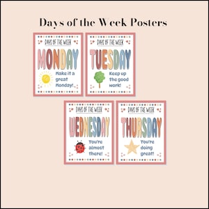 Days of the Week Teacher Printables Educational Poster Set for ...