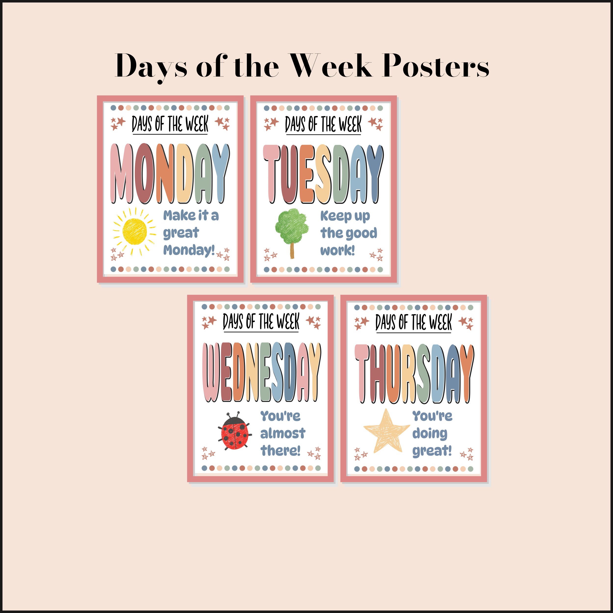Days of the Week Teacher Printables Educational Poster Set for ...