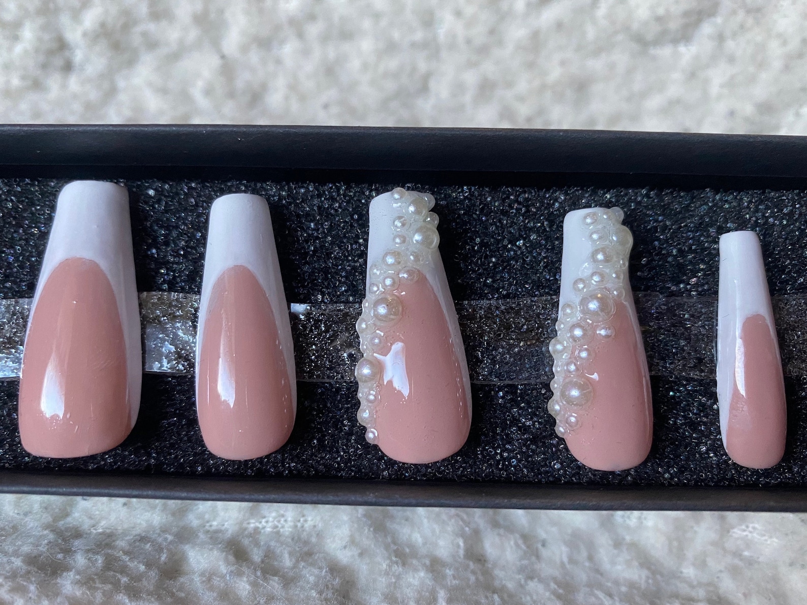 Pearl French Tip Press-ons - Etsy