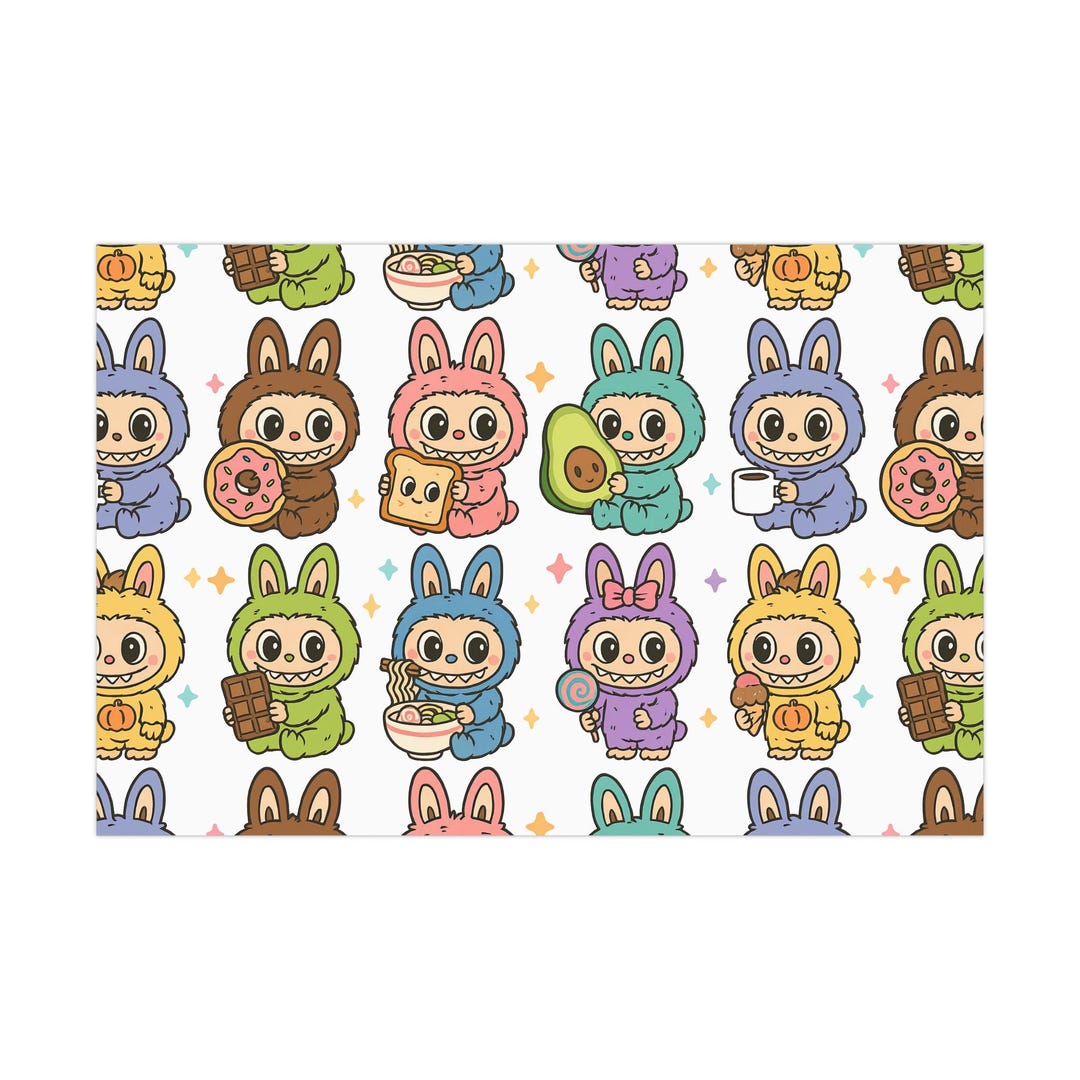 Labubu Inspired Gift Wrap Paper - Cute Characters for Kids Birthdays ...