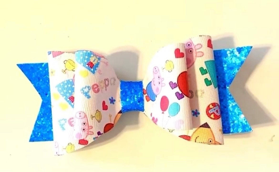 Peppa Pig Bow Peppa Pig Inspired Hair Bow Childrens Show - Etsy