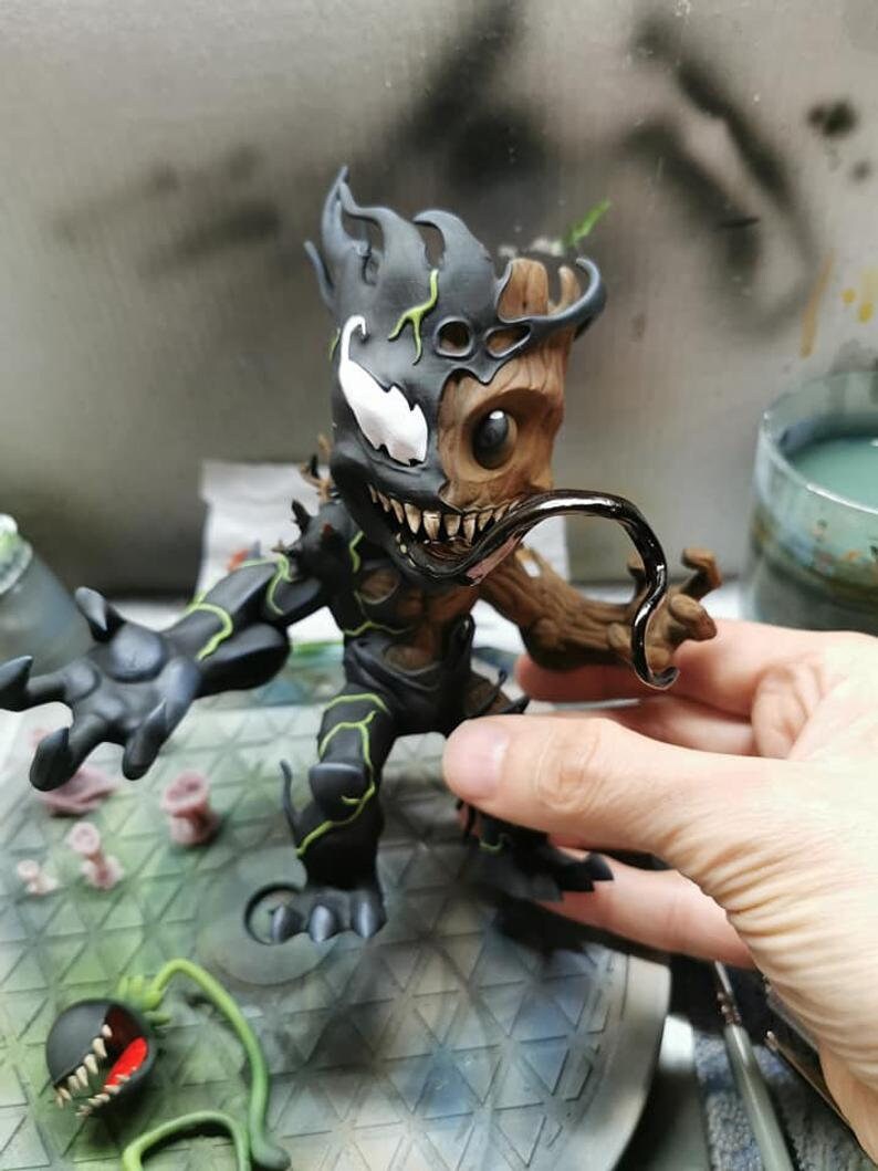 Venom Groot Chibi Statue / Resin Model Kit / Statue / Marvel ...