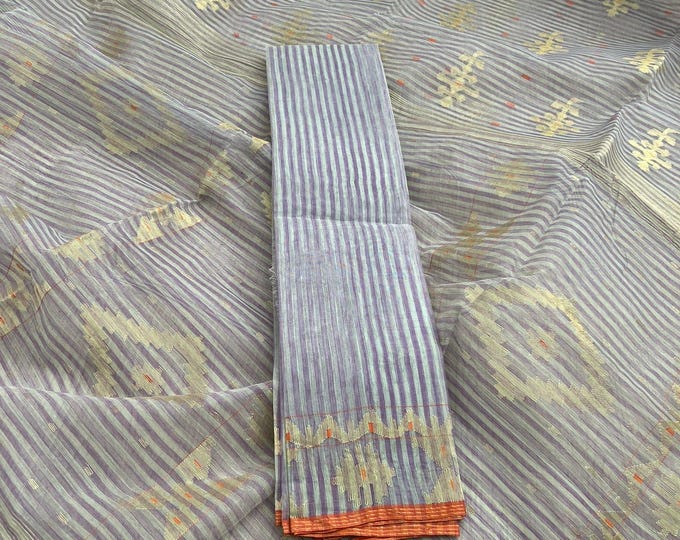 84 Counts Handloom Dhakai Jamdani Saree From Bangladesh || Purple Mauve ...
