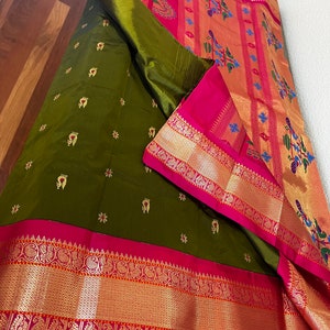 Green Paithani Silk Saree Green Magenta Saree Paithani Silk Saree Silk ...