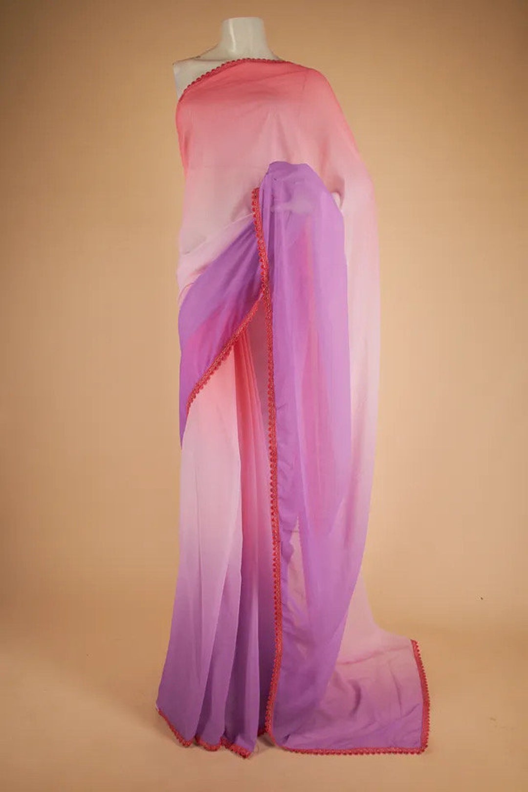 Rocky Rani Sarees Alia Bhutt Saree Shaded Georgette Silk - Etsy