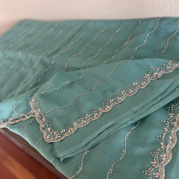 Turquoise Blue Saree - Etsy