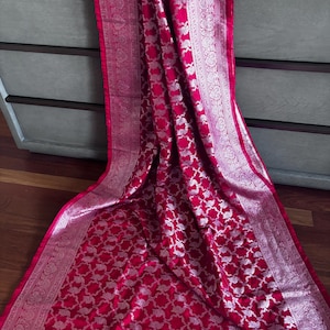 Red Banarasi Katan Silk Saree || Banarasi Saree || Saree Ships From Usa ...