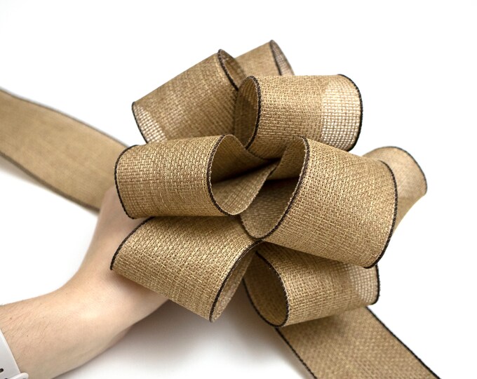 2m X Hessian Ribbon With Wired Edge, 63mm Wide Burlap Ribbon, Christmas ...