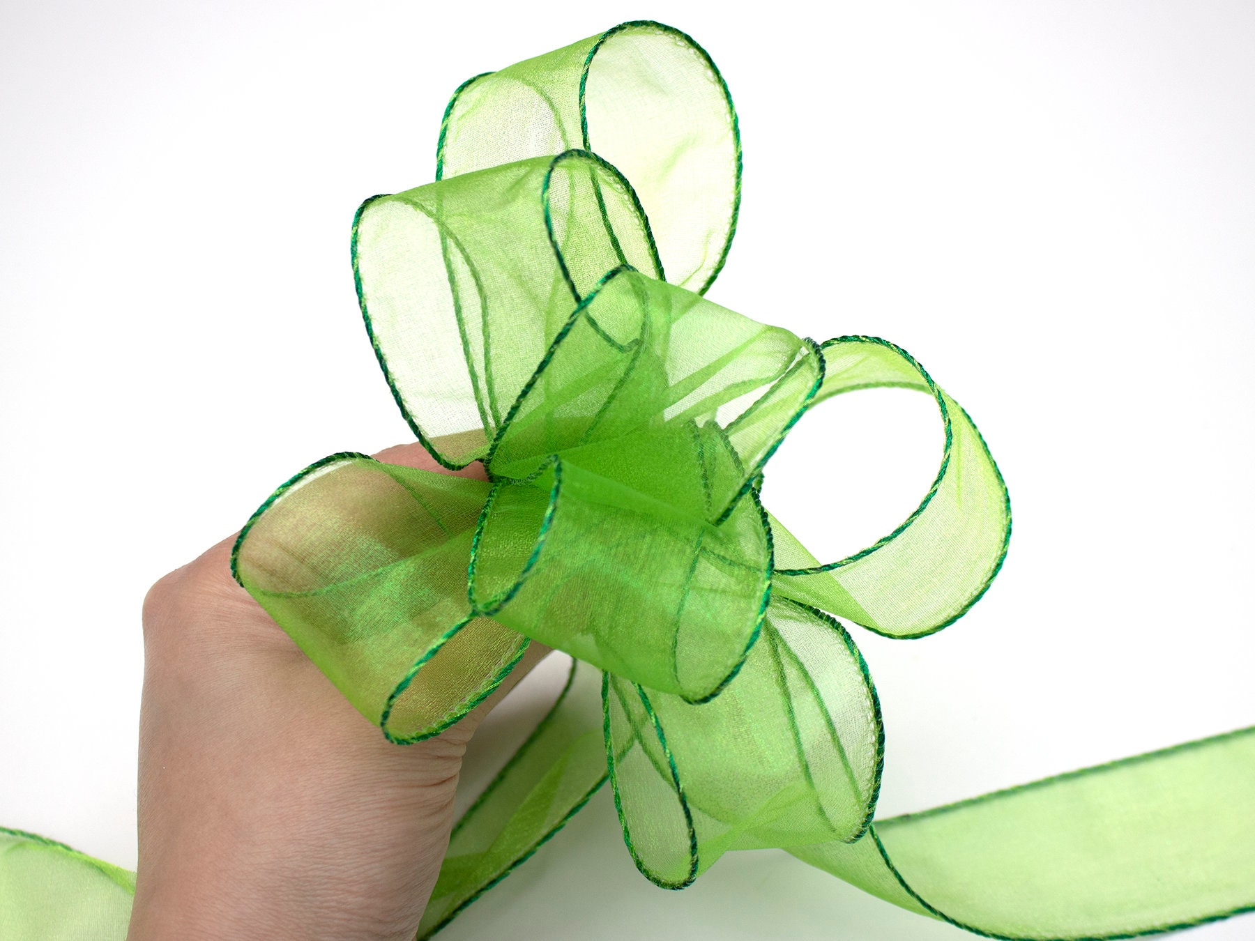 2m X Wire Edge Green Organza Ribbon Organza Christmas Ribbon Green ...
