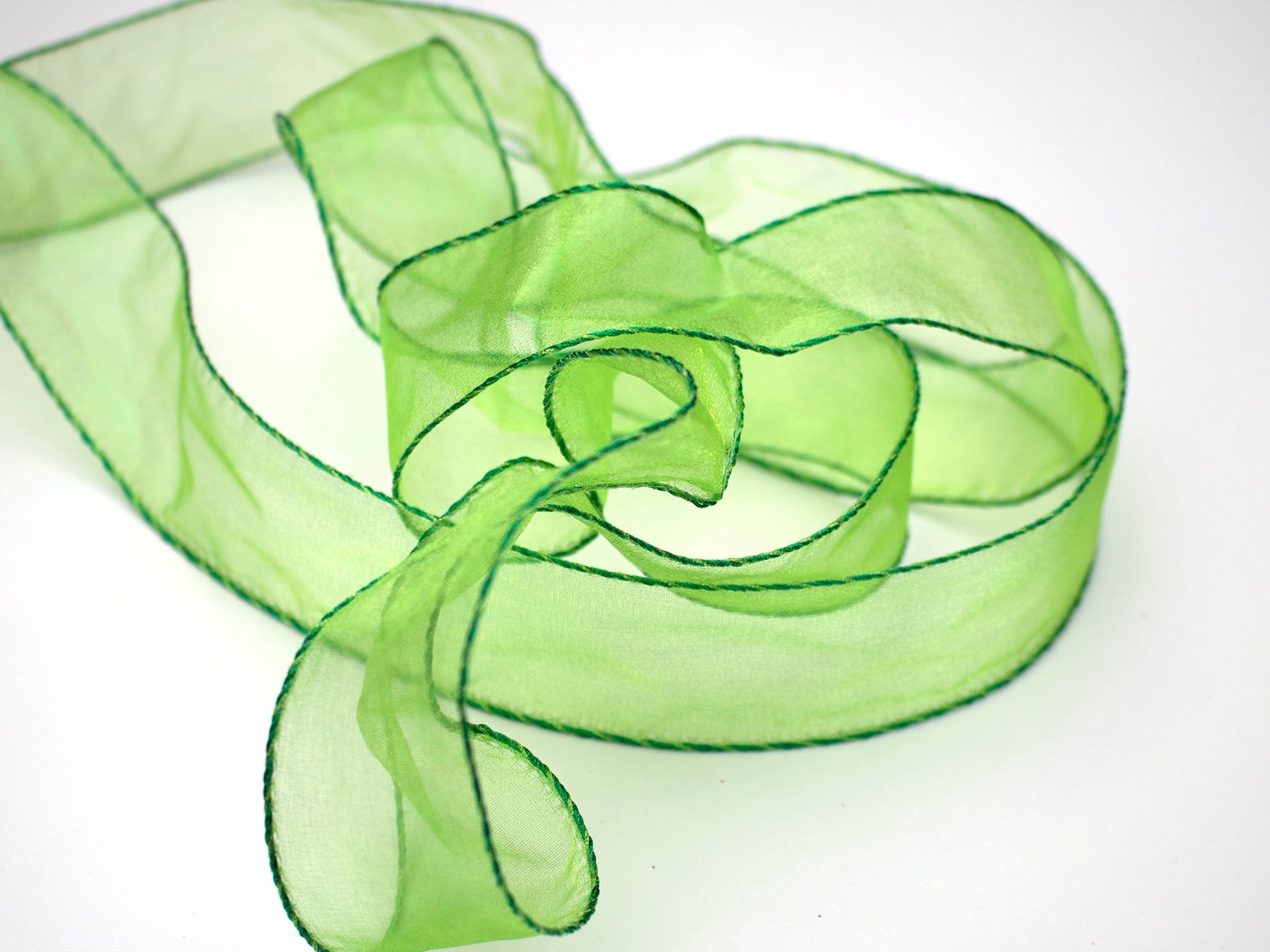 2m X Wire Edge Green Organza Ribbon Organza Christmas Ribbon Green ...