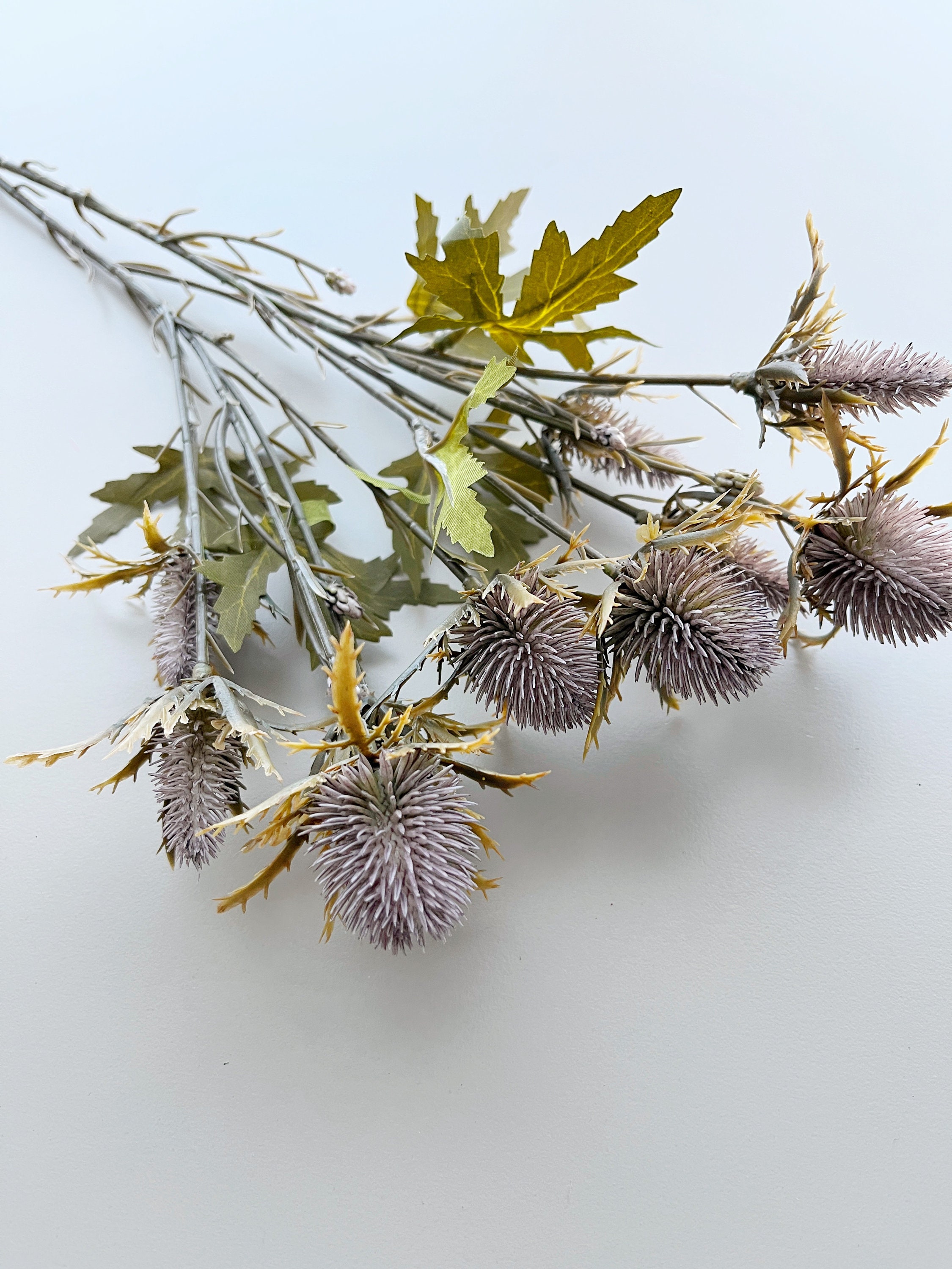 Artificial Thistle Spray Silk Dry Look Thistle Stem Real Touch Scottish ...