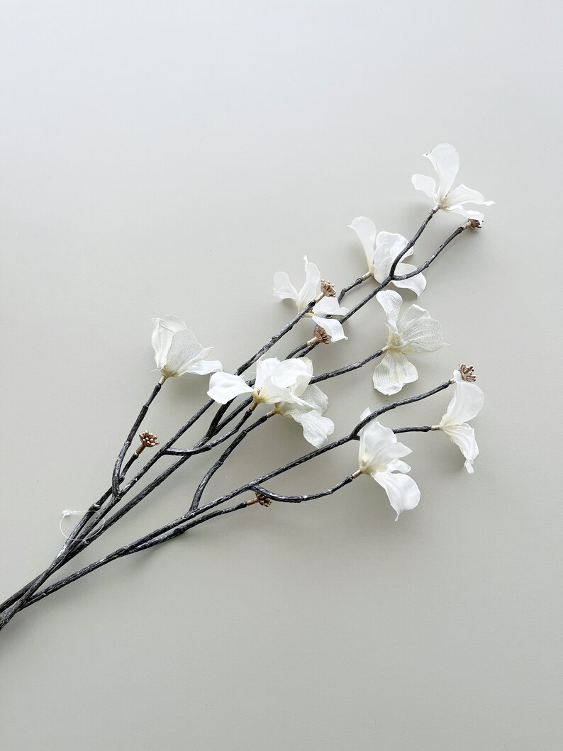 3 X Pearl White Winter Floral Twig Stems Artificial Flowers - Etsy