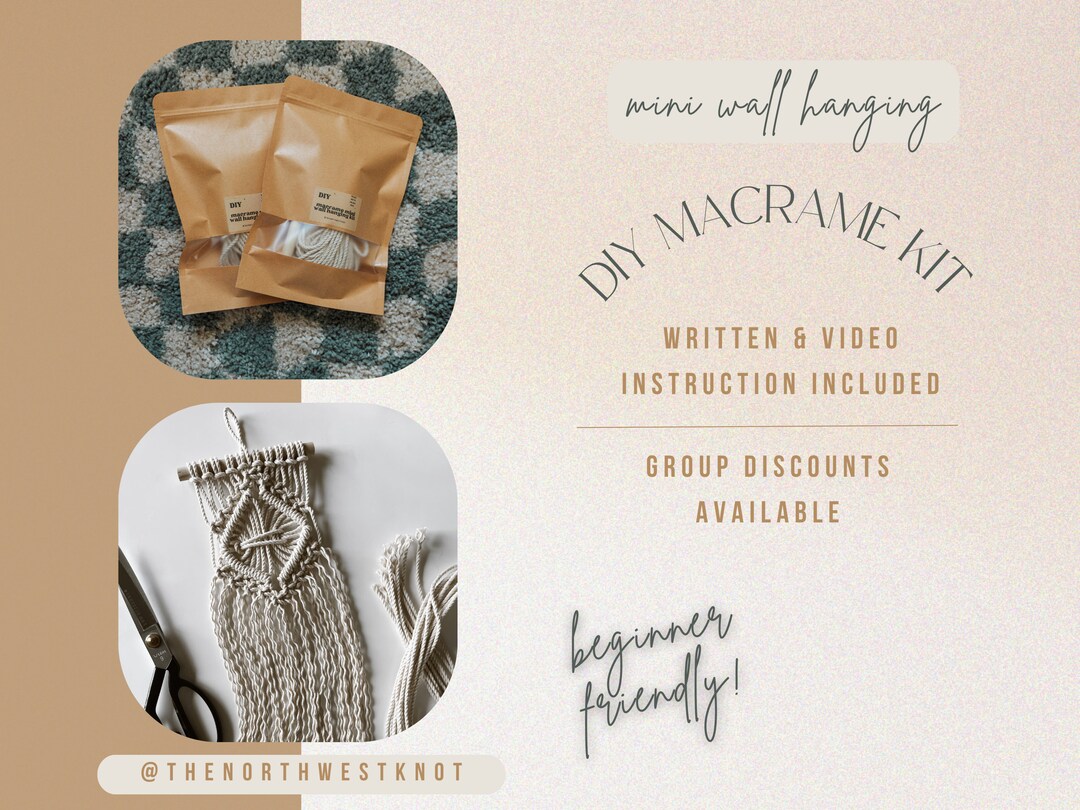 Macrame Mini Wall Hanging Kit | Beginner Macrame Tutorial - Etsy