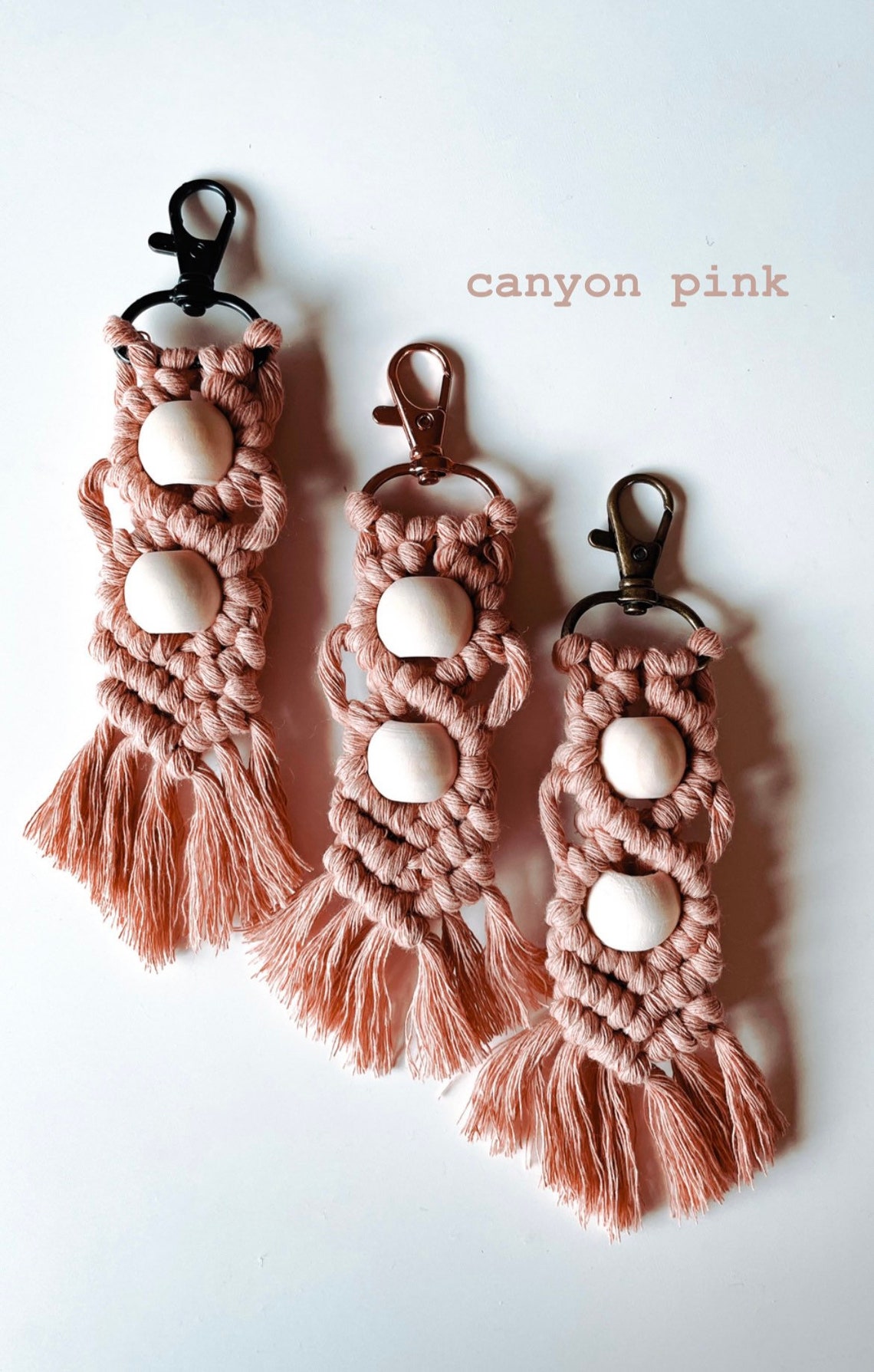 Beaded Macrame Keychain Macrame Keyring Wooden Bead Detail | Etsy