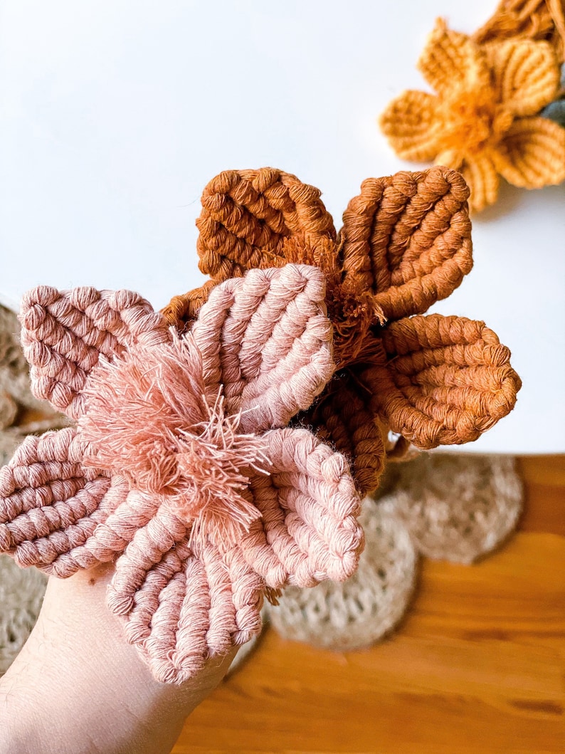 Macrame Flower Macrame Decor Macrame Florals - Etsy