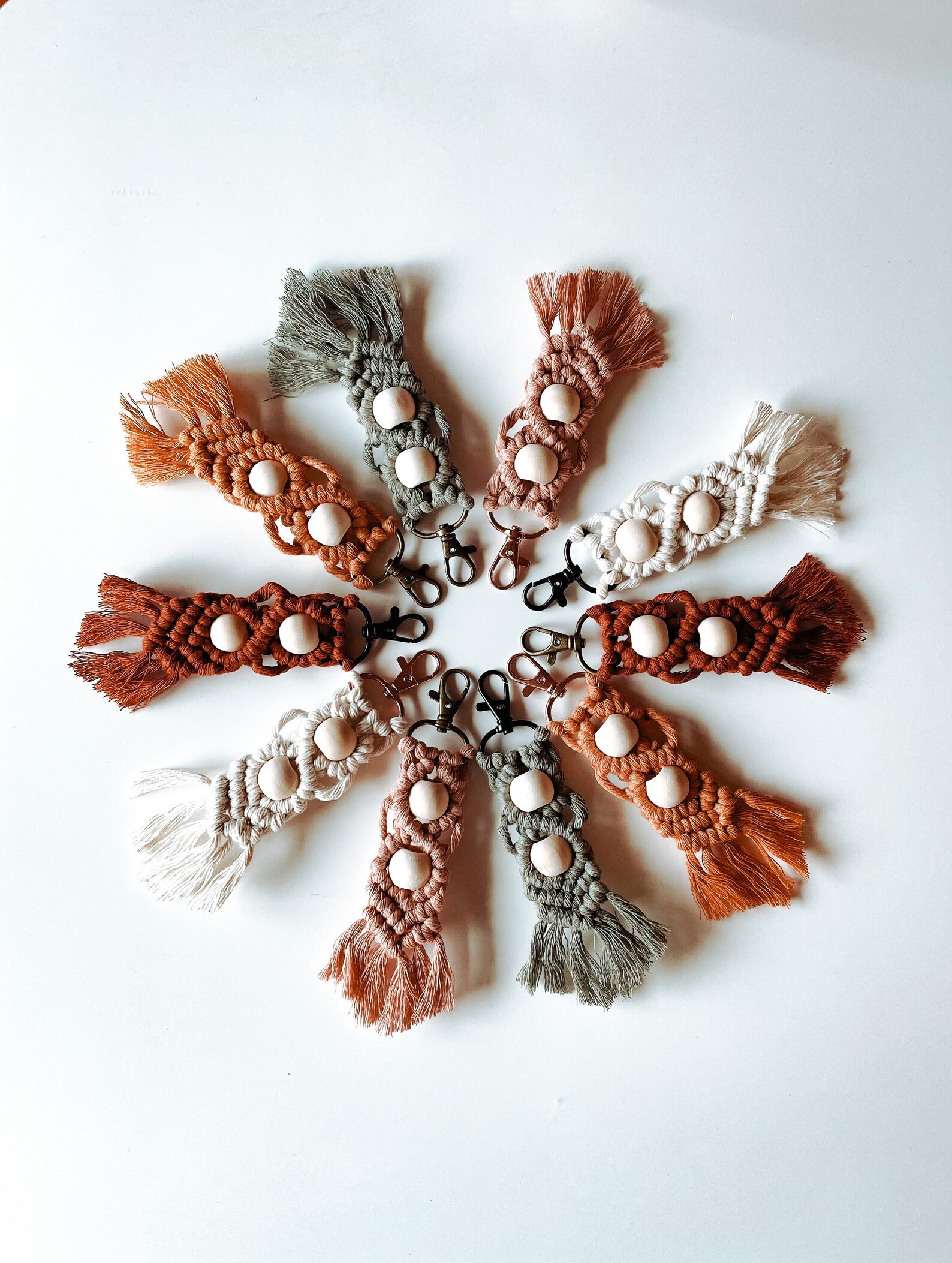 Beaded Macrame Keychain Macrame Keyring Wooden Bead Detail - Etsy