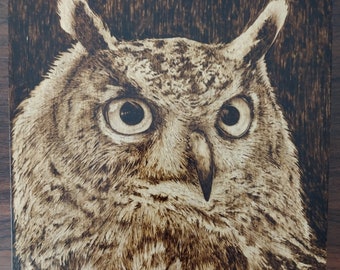 Wood Burned Great Grey Owl on Basswood - Etsy