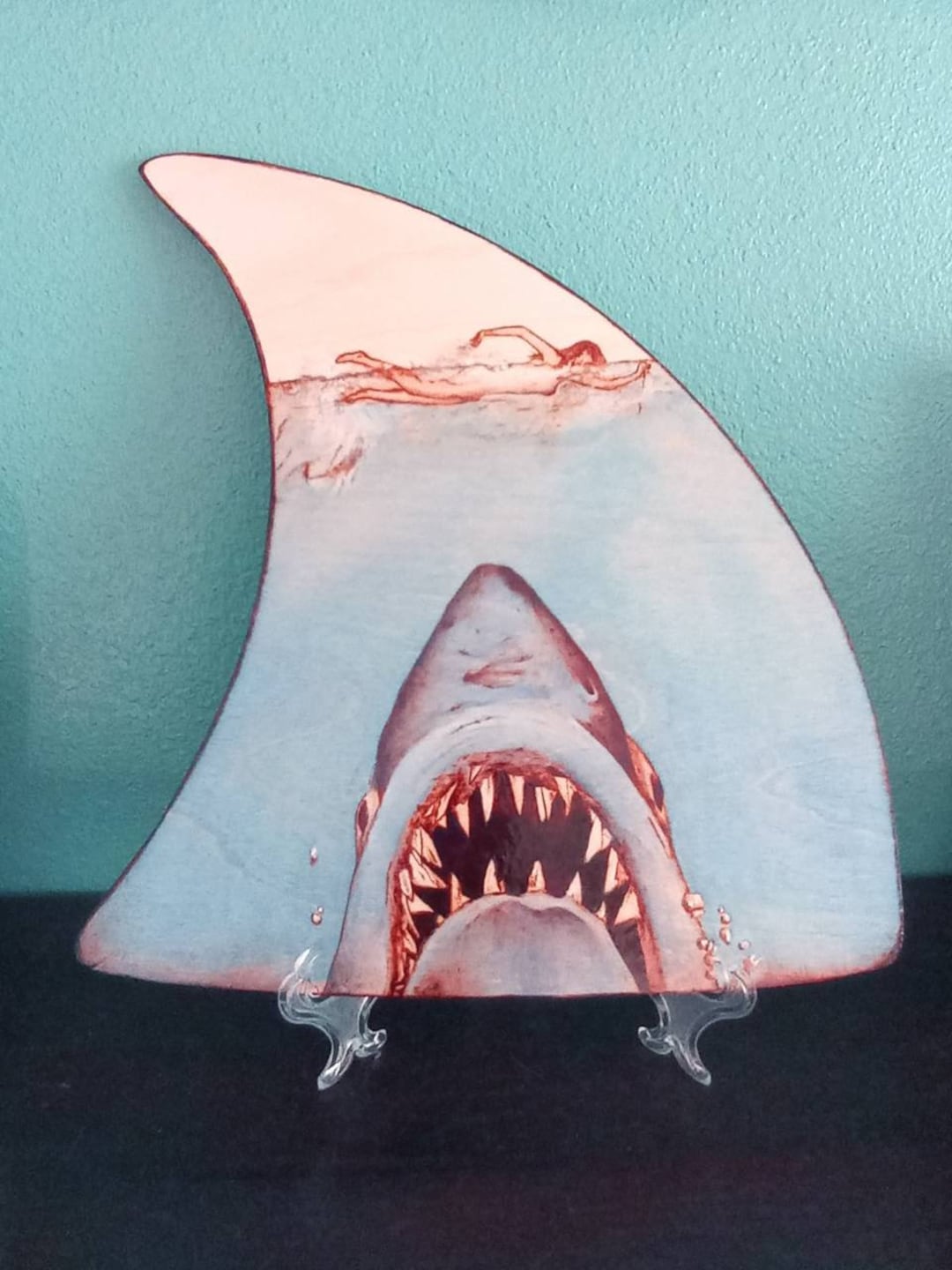 Jaws Hand Burned Wood Burning With Acrylic Paint, Shark, Pyrography - Etsy