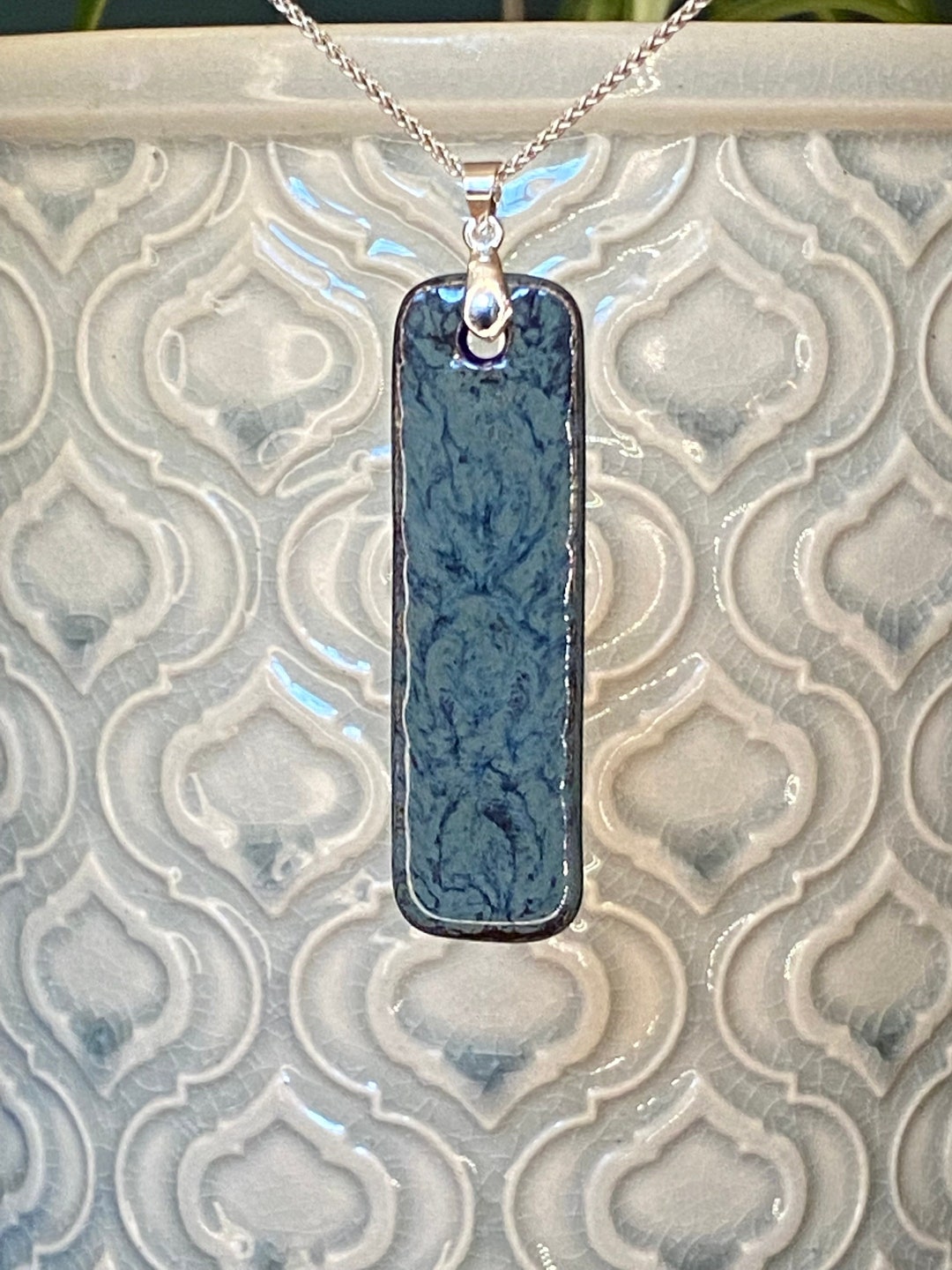 Blue River Porcelain and Sterling Silver Pendant - Etsy