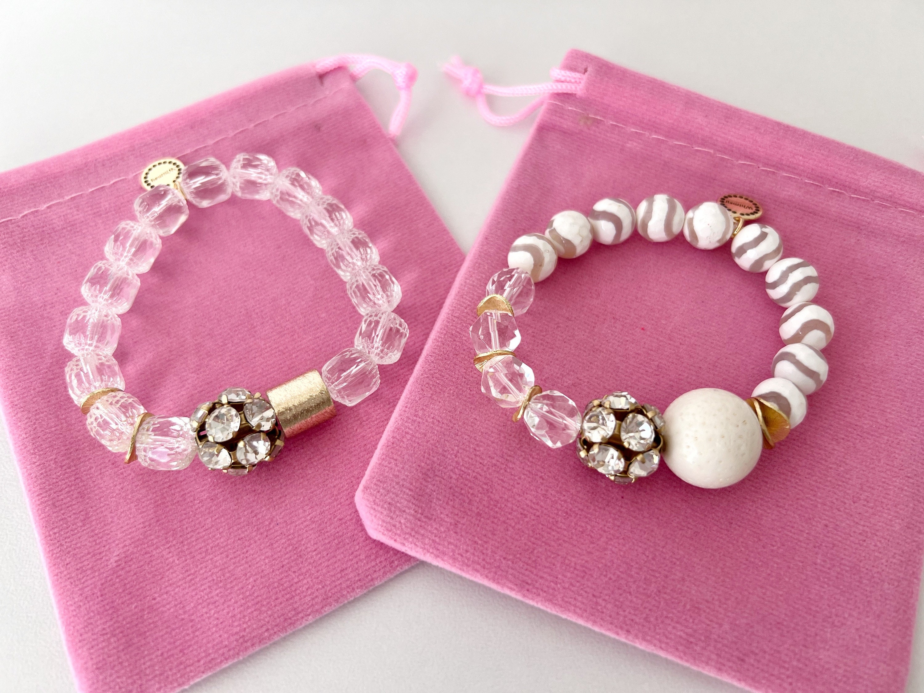 White Coral Bracelets, Rhinestone Bracelets, White Wavy Agate Bracelets ...