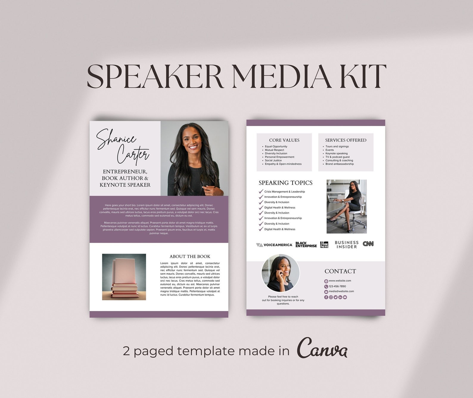 Speaker Media Kit Template, Canva EPK for Authors, Coaches (digital Download) - Etsy
