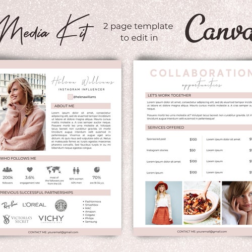 Canva Media Kit Template - Etsy