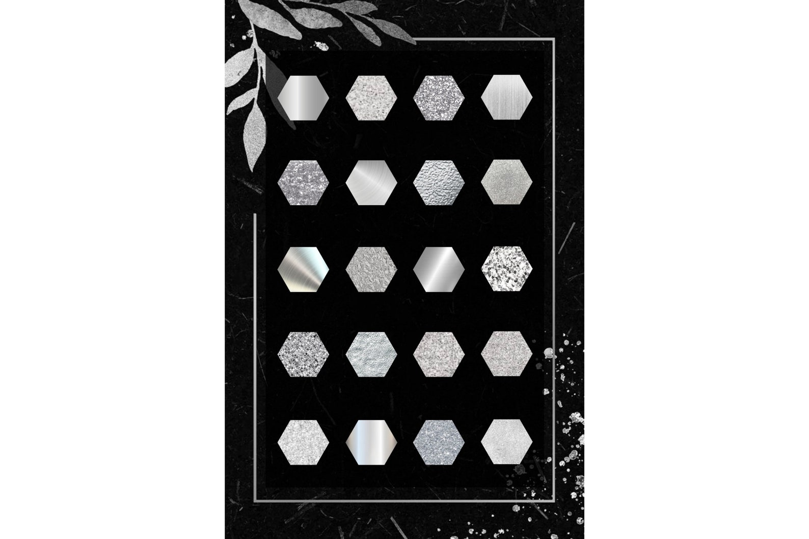 Silver Digital Papers, Silver Metallic Textures, Scrapbook Paper ...