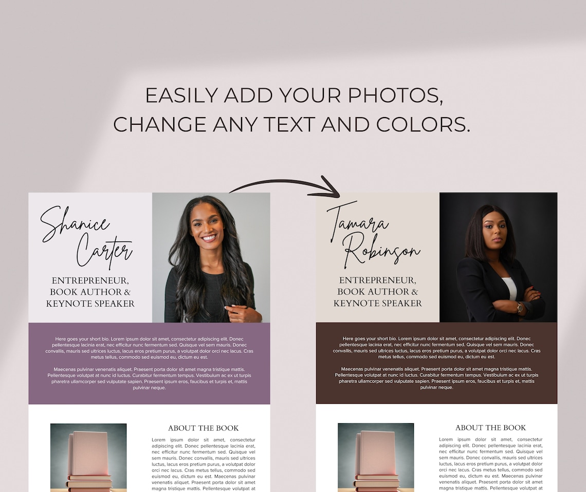 Speaker Media Kit Template, Canva EPK for Authors, Coaches (digital ...