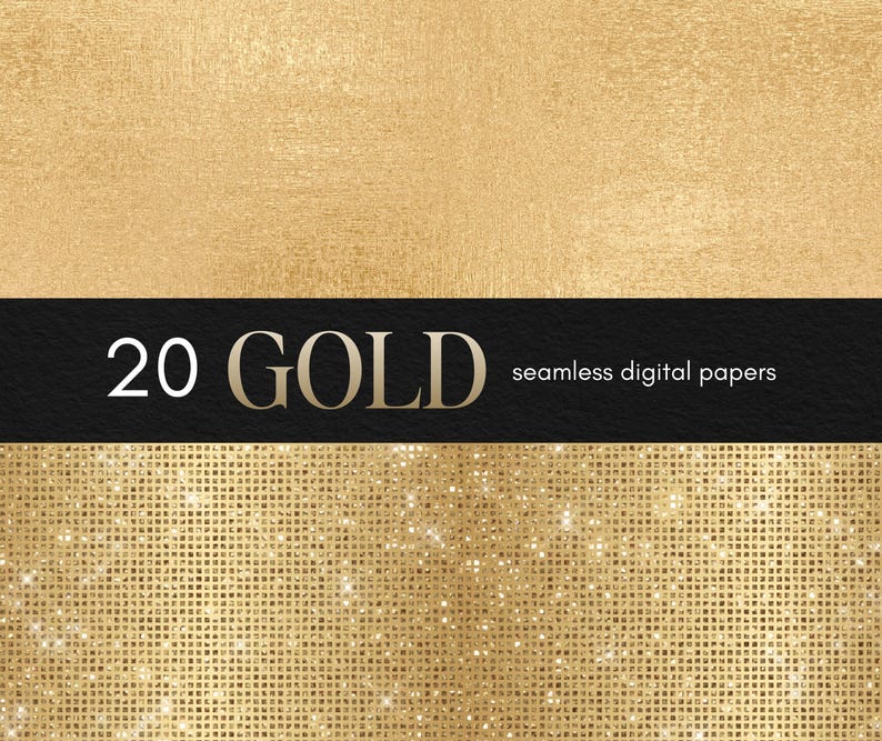 Gold Seamless Digital Paper Pack, Luxury Gold Backgrounds, Glitter ...