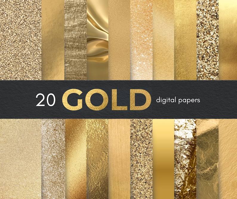 20 Gold Texture Digital Papers, Glitter & Foil (12x12" JPG) - Etsy