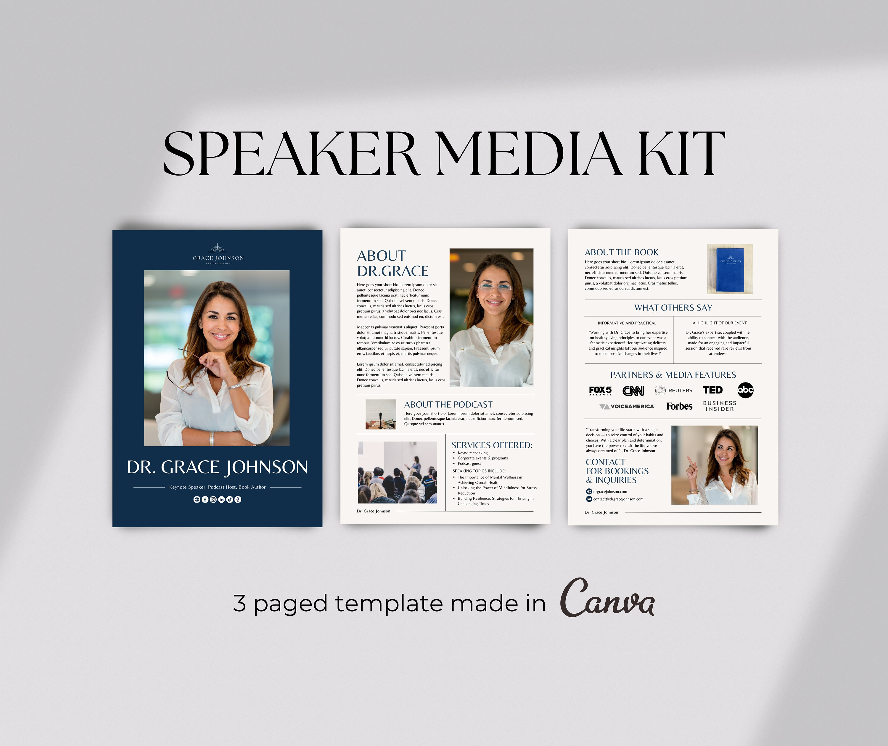 Speaker Media Kit Template, Speaker Sheet Canva Template, EPK for Keynote Speakers, Book Authors ...