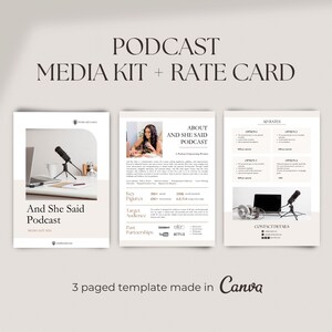 Podcast Media Kit Template, Podcast Rate Card, 3 Paged Neutral Tones ...