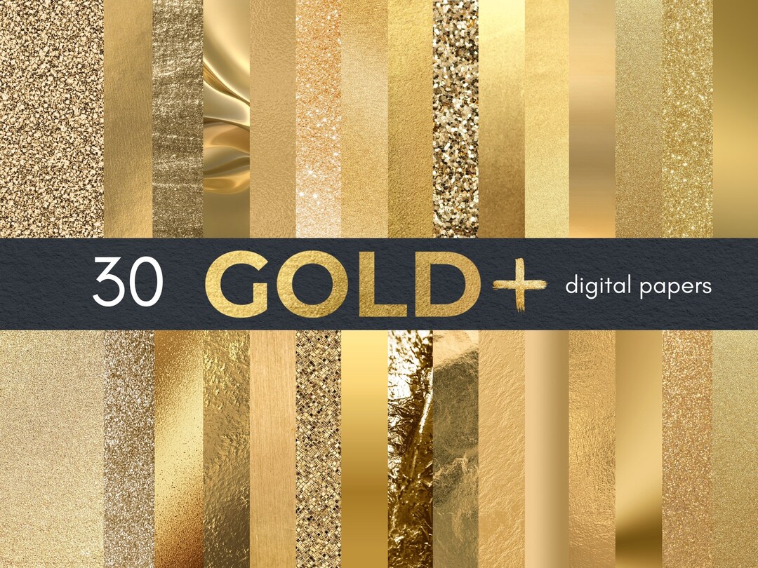 30 Gold Digital Papers | Gold Glitter Textures | Gold Foil Scrapbook ...