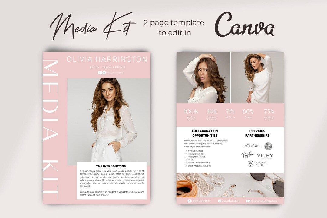 Youtuber Media Kit Template Canva Media Kit Template for Youtube 2 ...