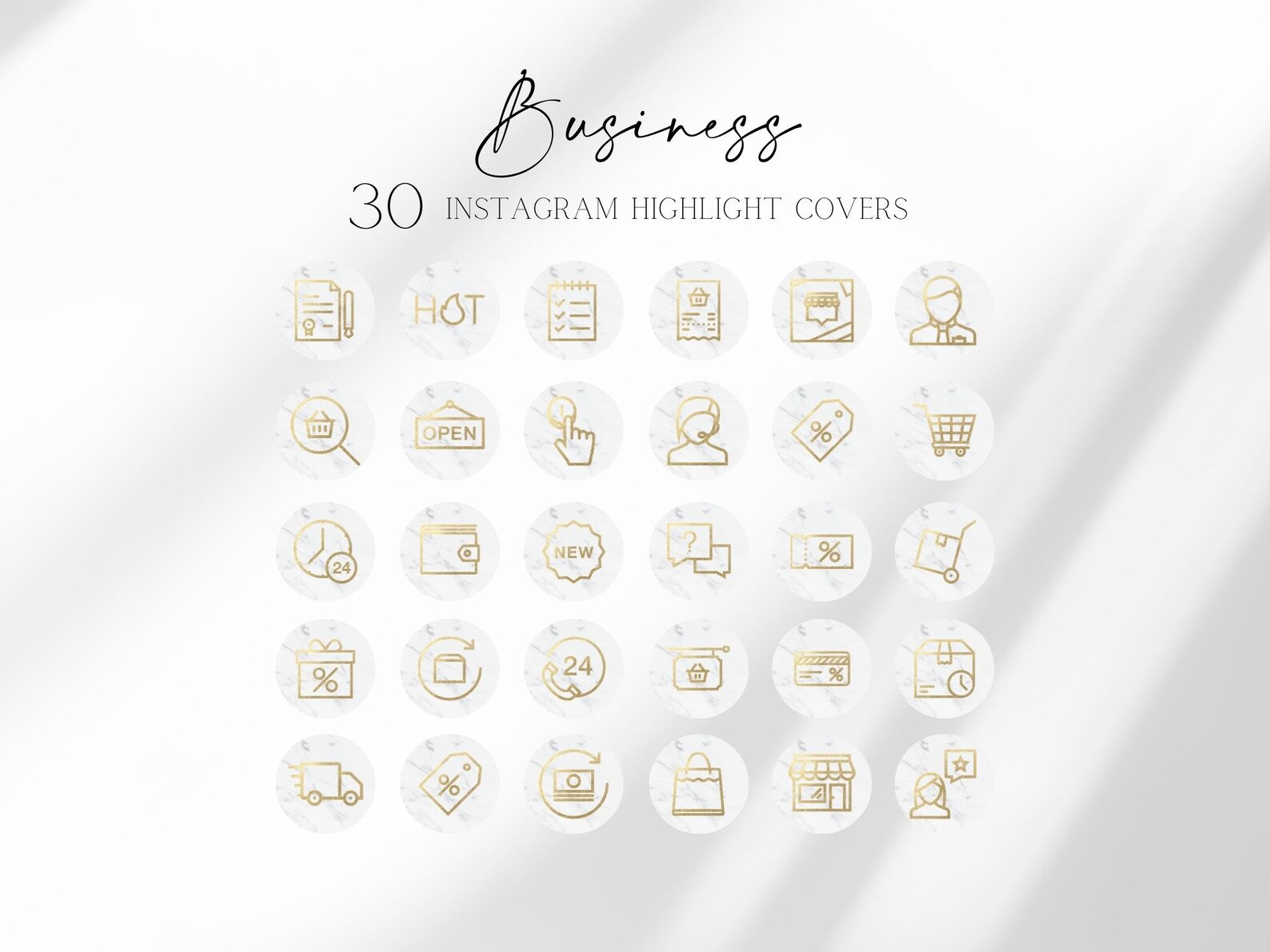30 Business Highlight Covers for Instagram Story White Marble and Gold ...