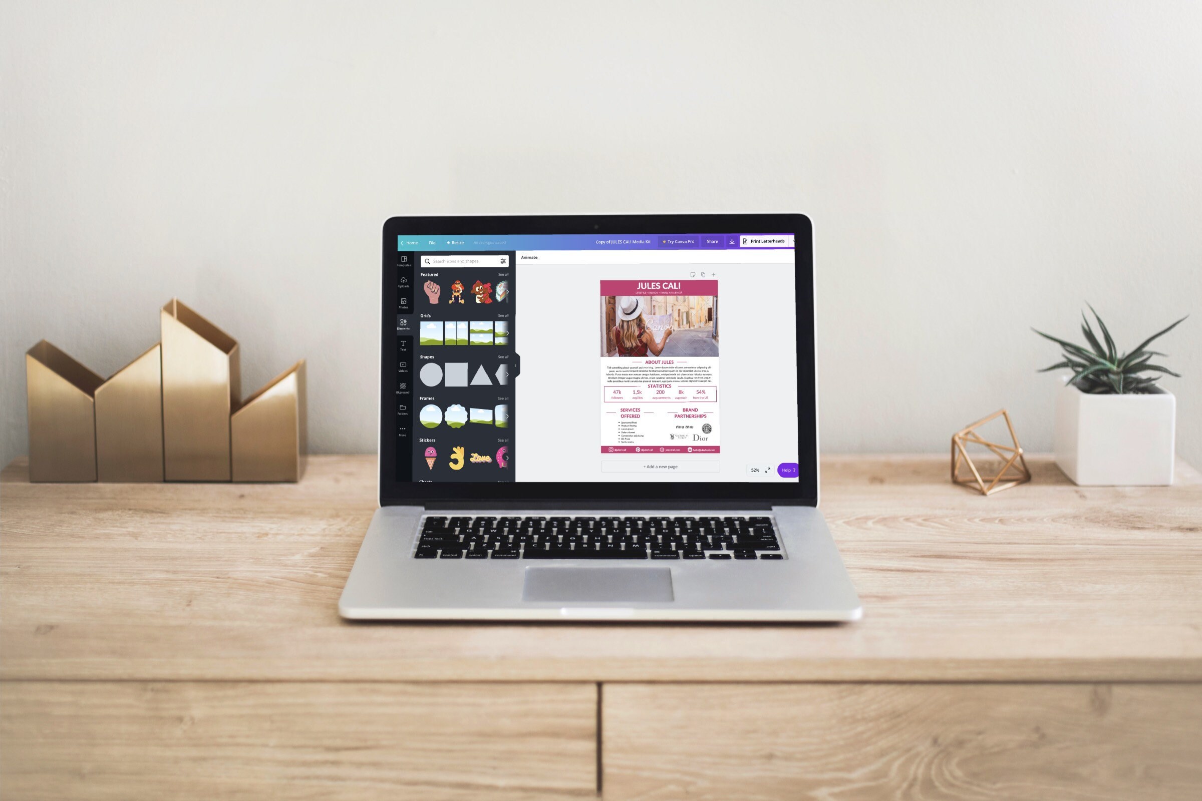 Media Kit 1 Page Media Kit Canva Template Instagram Influencer Media ...